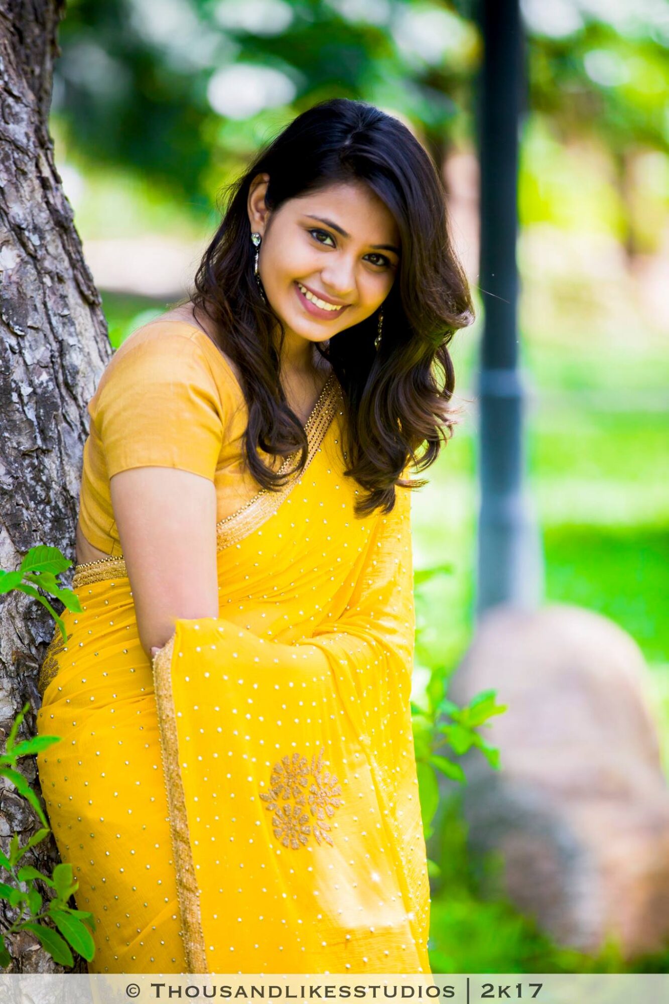 Monica Chinnakotla in yellow saree photos - South Indian Actress