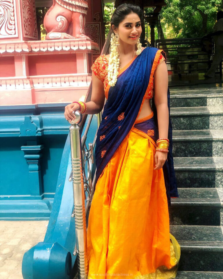 Shivani Narayanan beautiful saree stills - South Indian Actress