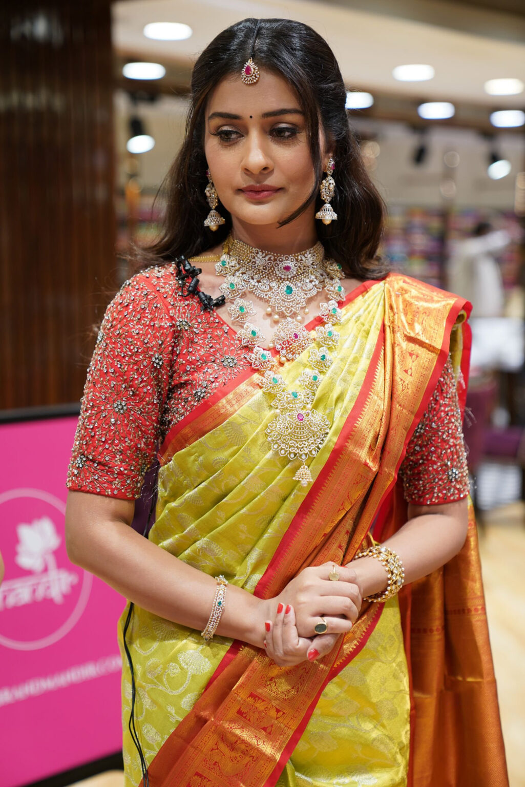 Payal Rajput in Kanchipuram silk saree still at Brand Mandir