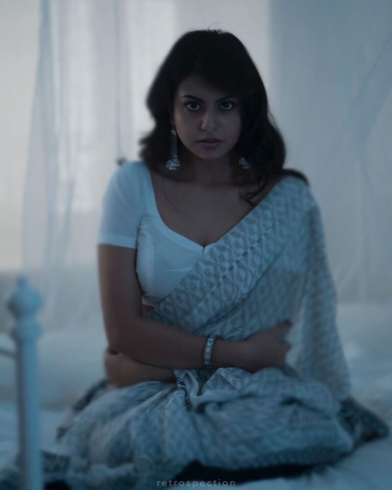 Sasha Singh in white saree photoshoot stills - South Indian Actress