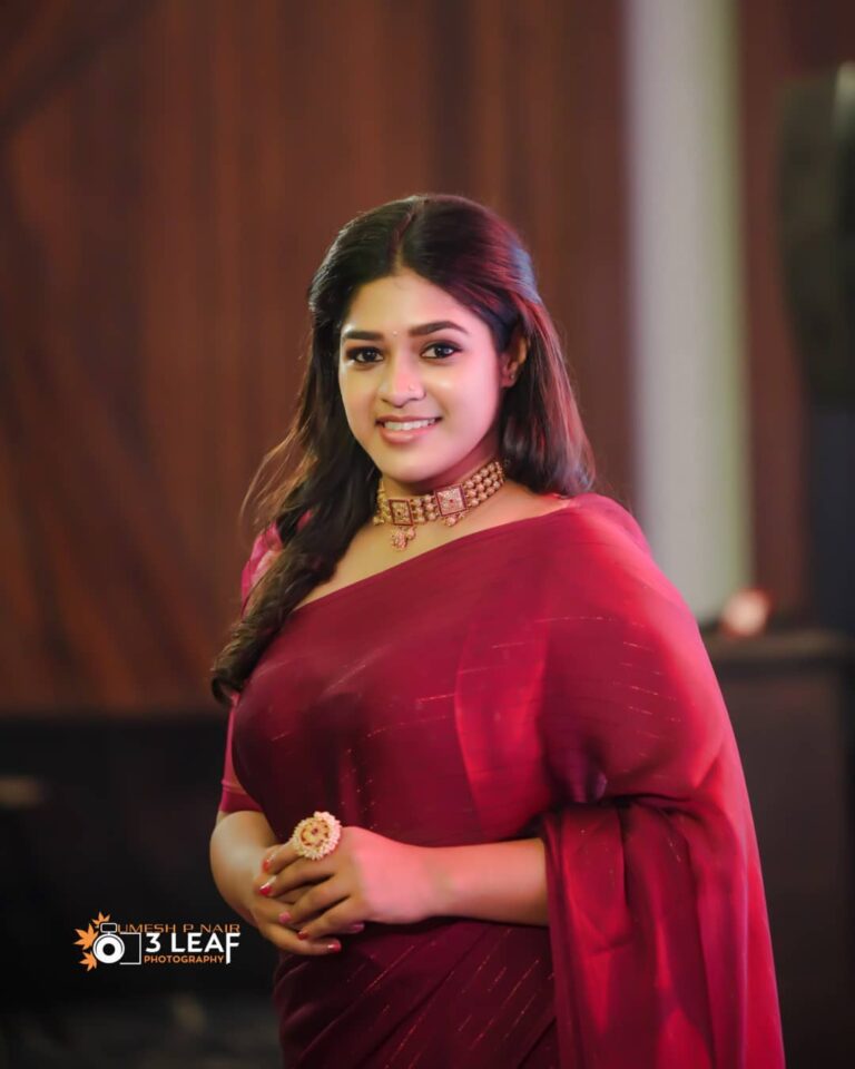 Athira Harikumar in saree stills at Djibouti audio launch