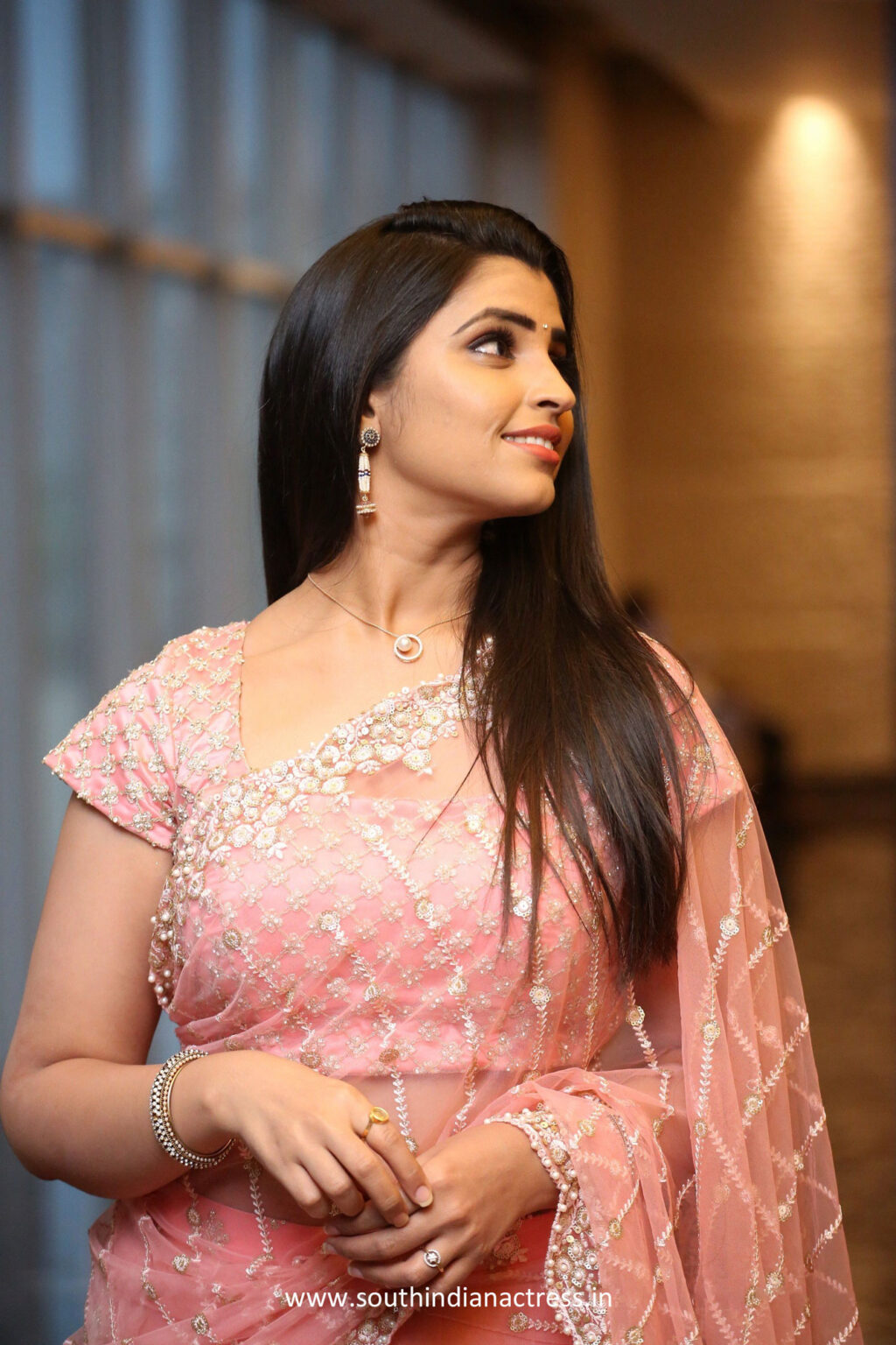 Anchor Syamala in lehenga stills at Ishq Pre-Release
