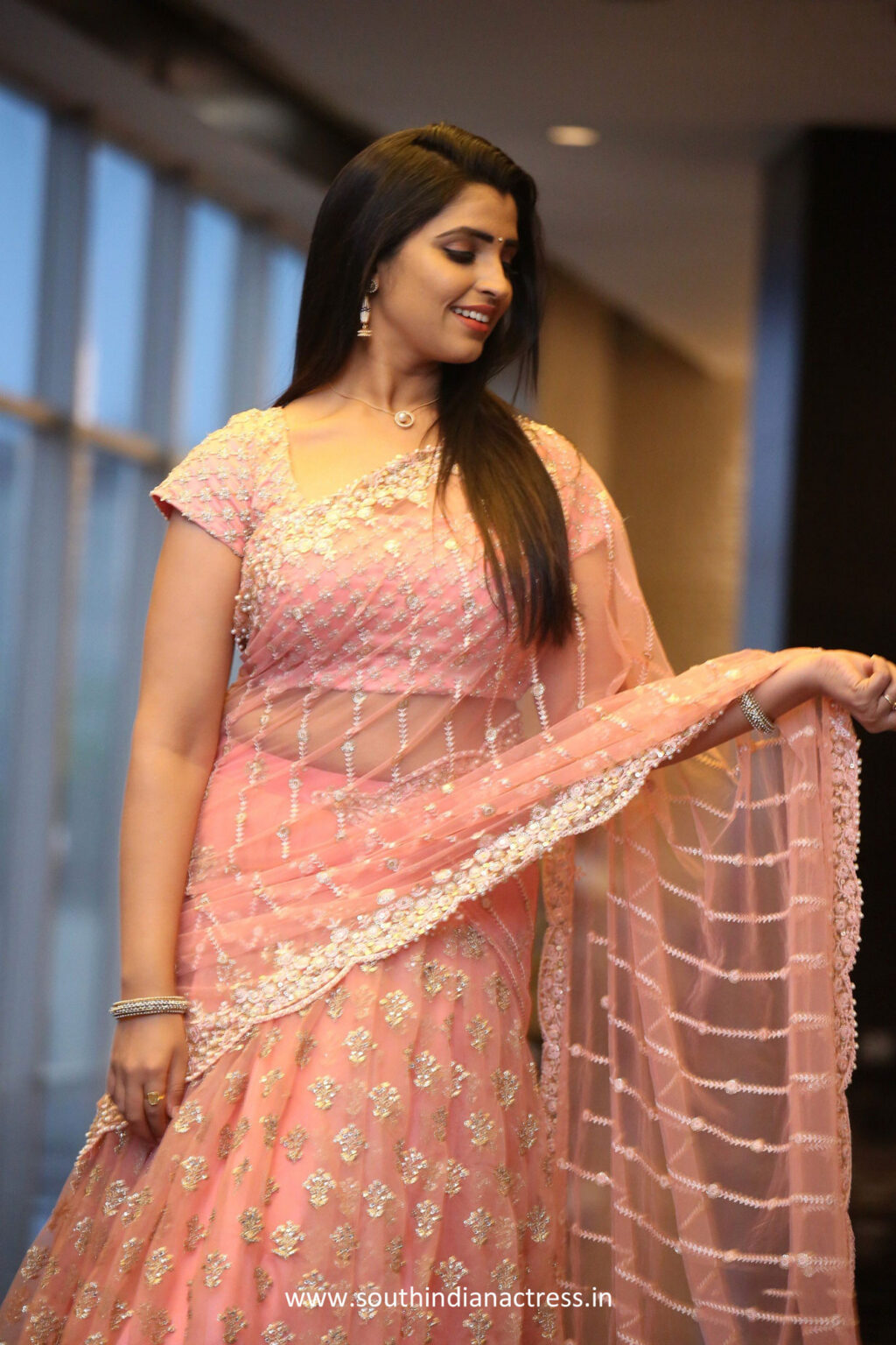 Anchor Syamala in lehenga stills at Ishq Pre-Release