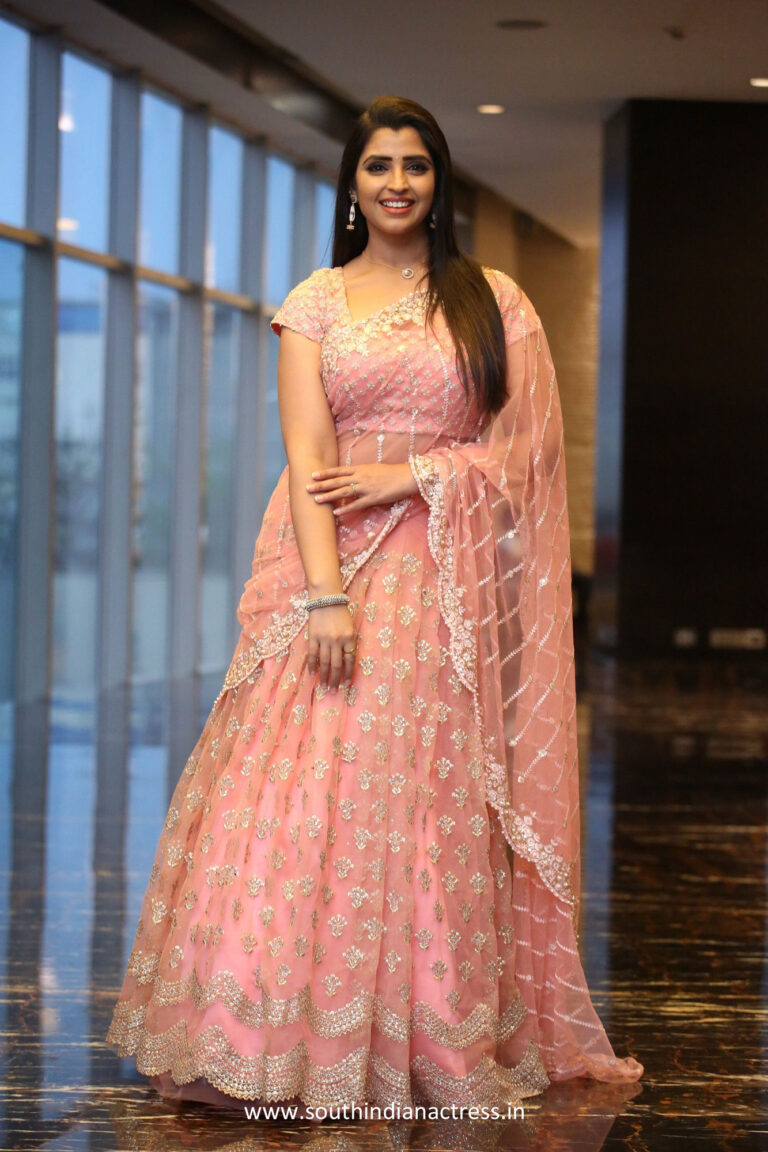 Anchor Syamala in lehenga stills at Ishq Pre-Release
