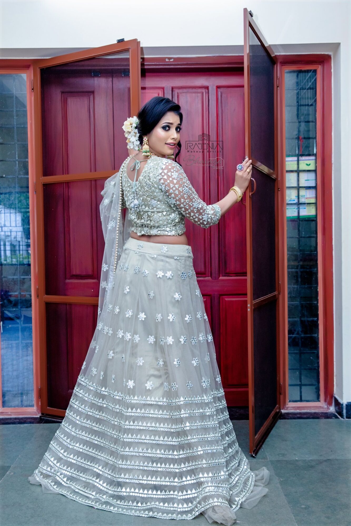 Chandrika Revathi in pastel grey lehenga photos - South Indian Actress