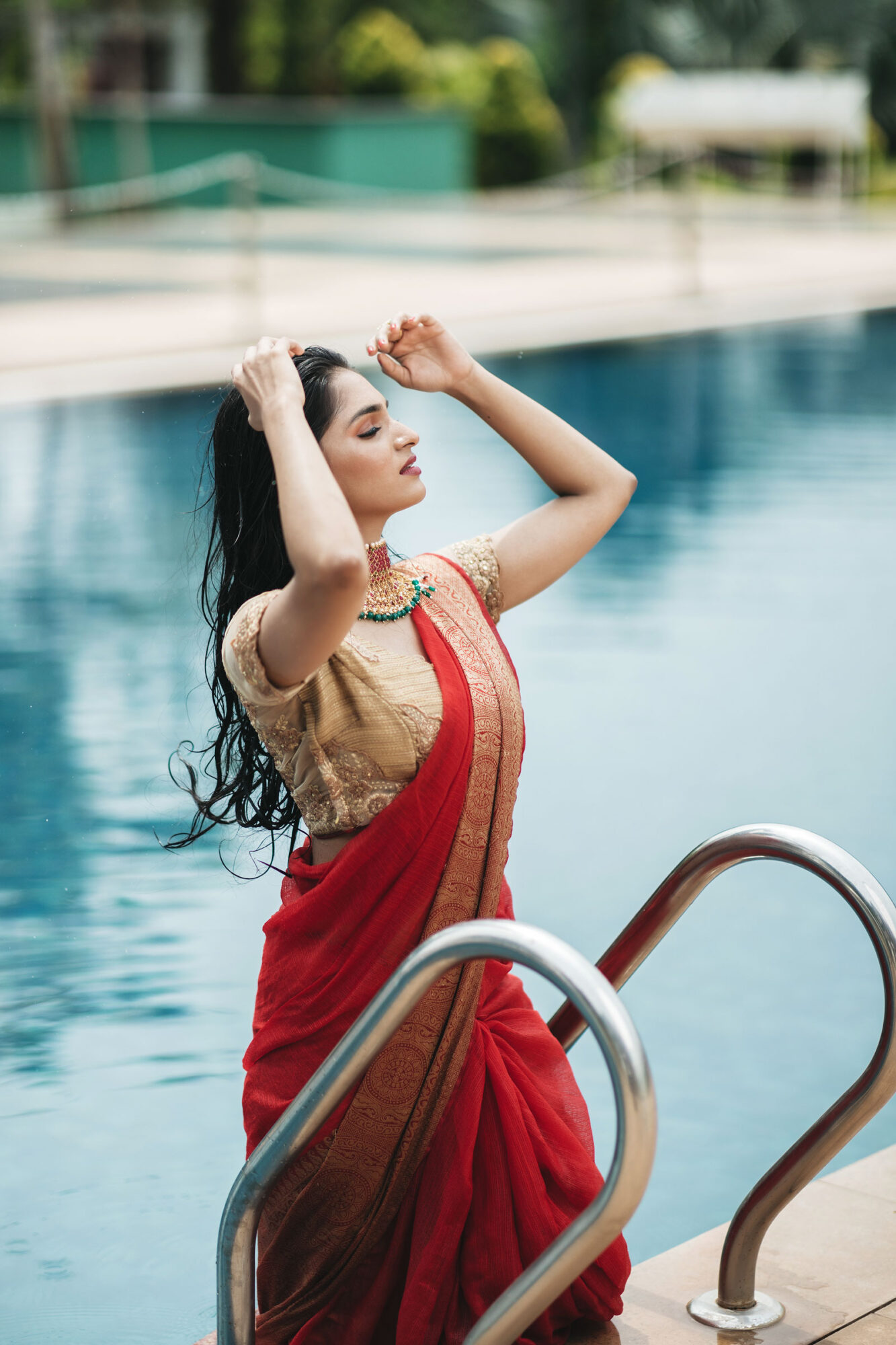 Adithi Shetty in bridal saree photoshoot stills - South Indian Actress