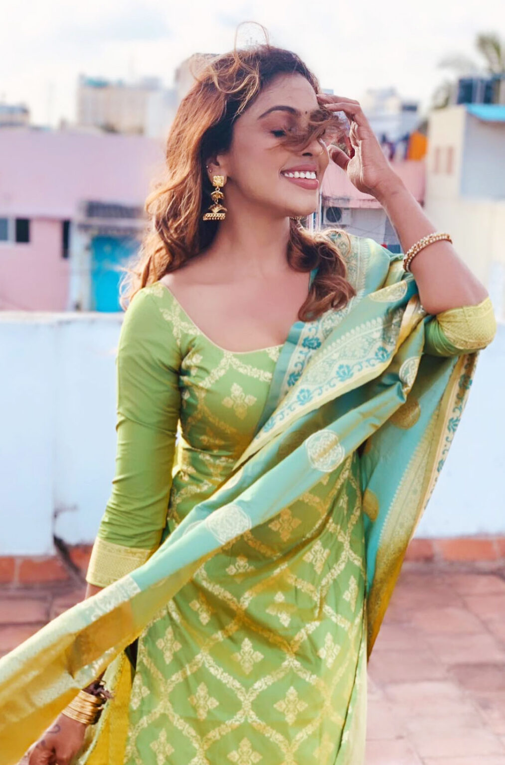 Sri Nikha hot stills in green salwar - South Indian Actress