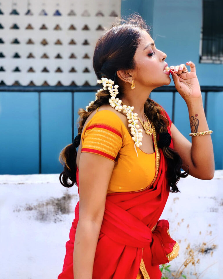 Sri Nikha hot stills in half saree - South Indian Actress