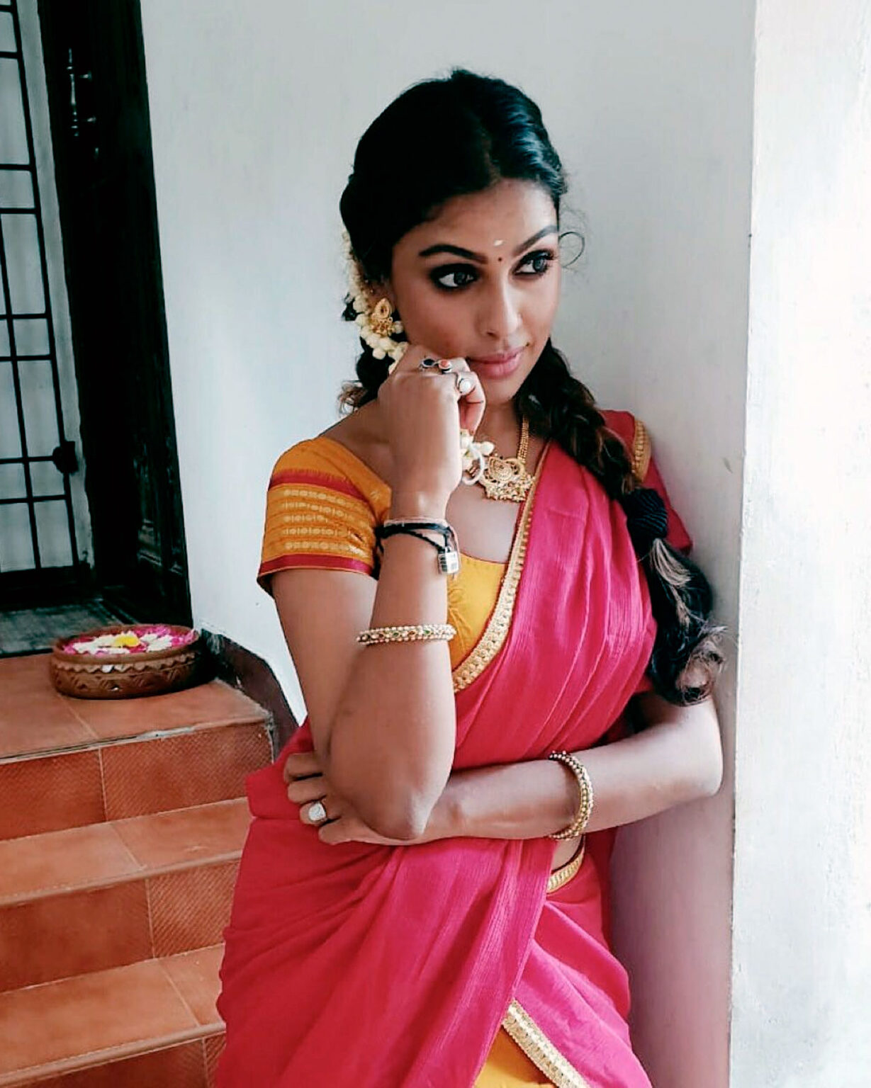Sri Nikha hot stills in half saree - South Indian Actress