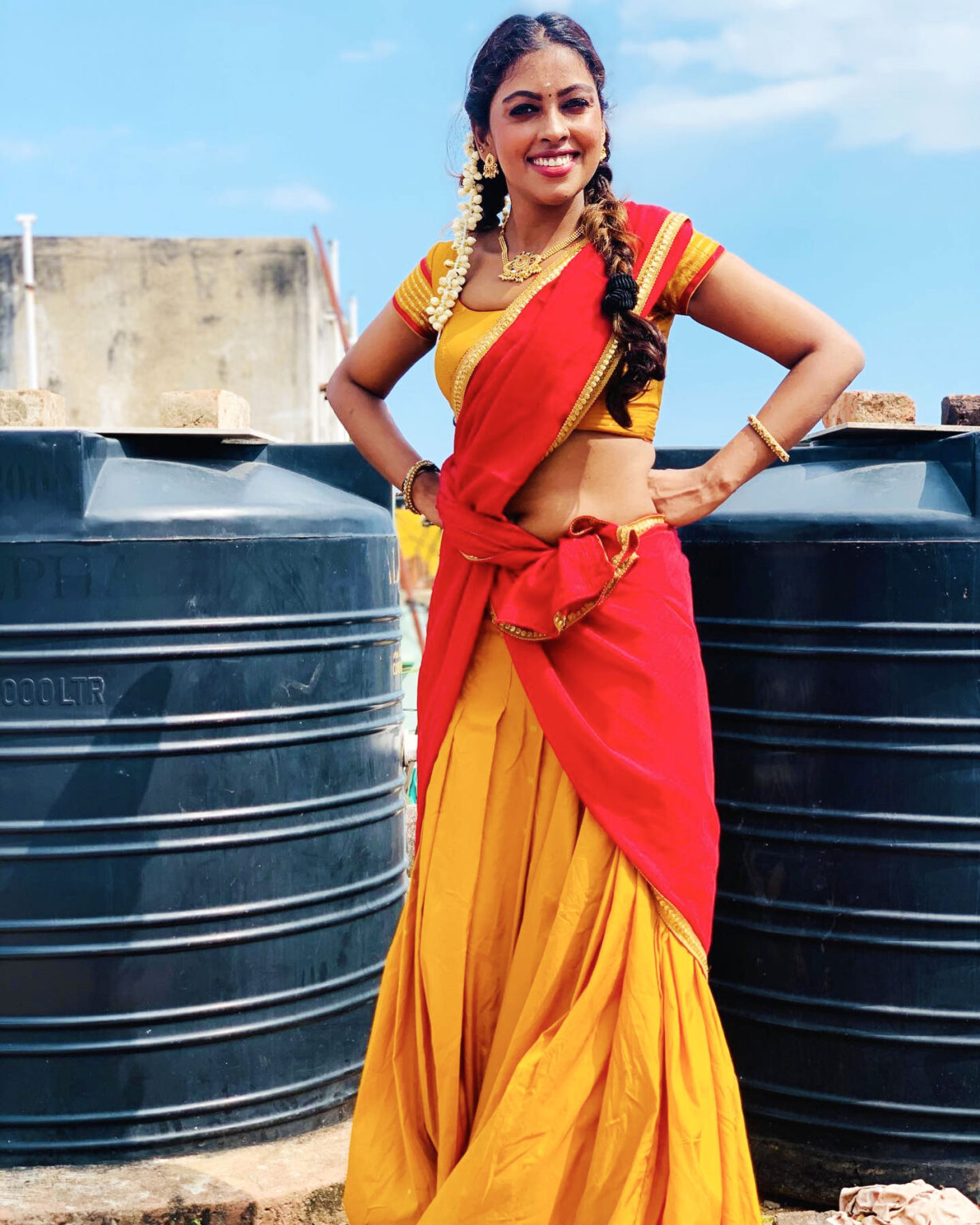 Sri Nikha hot stills in half saree - South Indian Actress