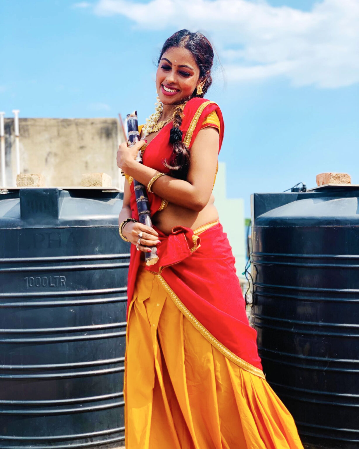 Sri Nikha hot stills in half saree - South Indian Actress