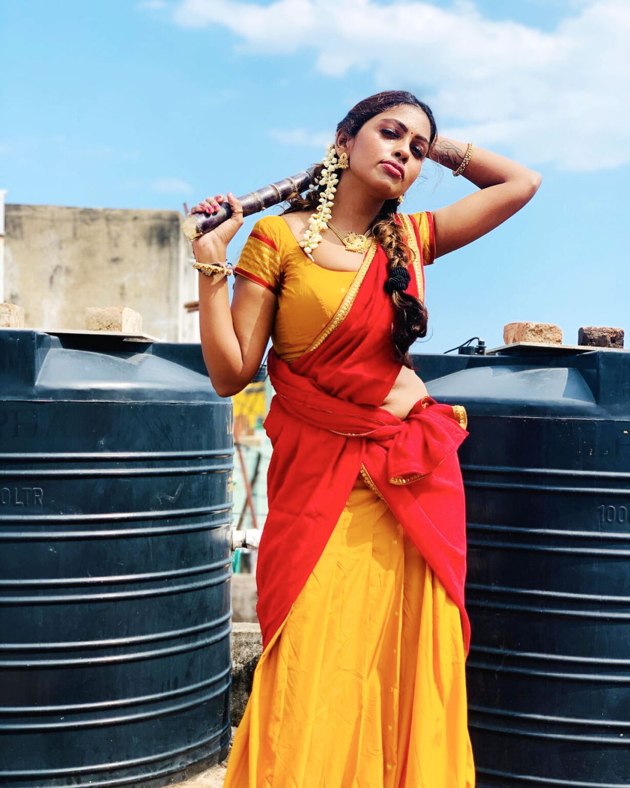 Sri Nikha hot stills in half saree - South Indian Actress
