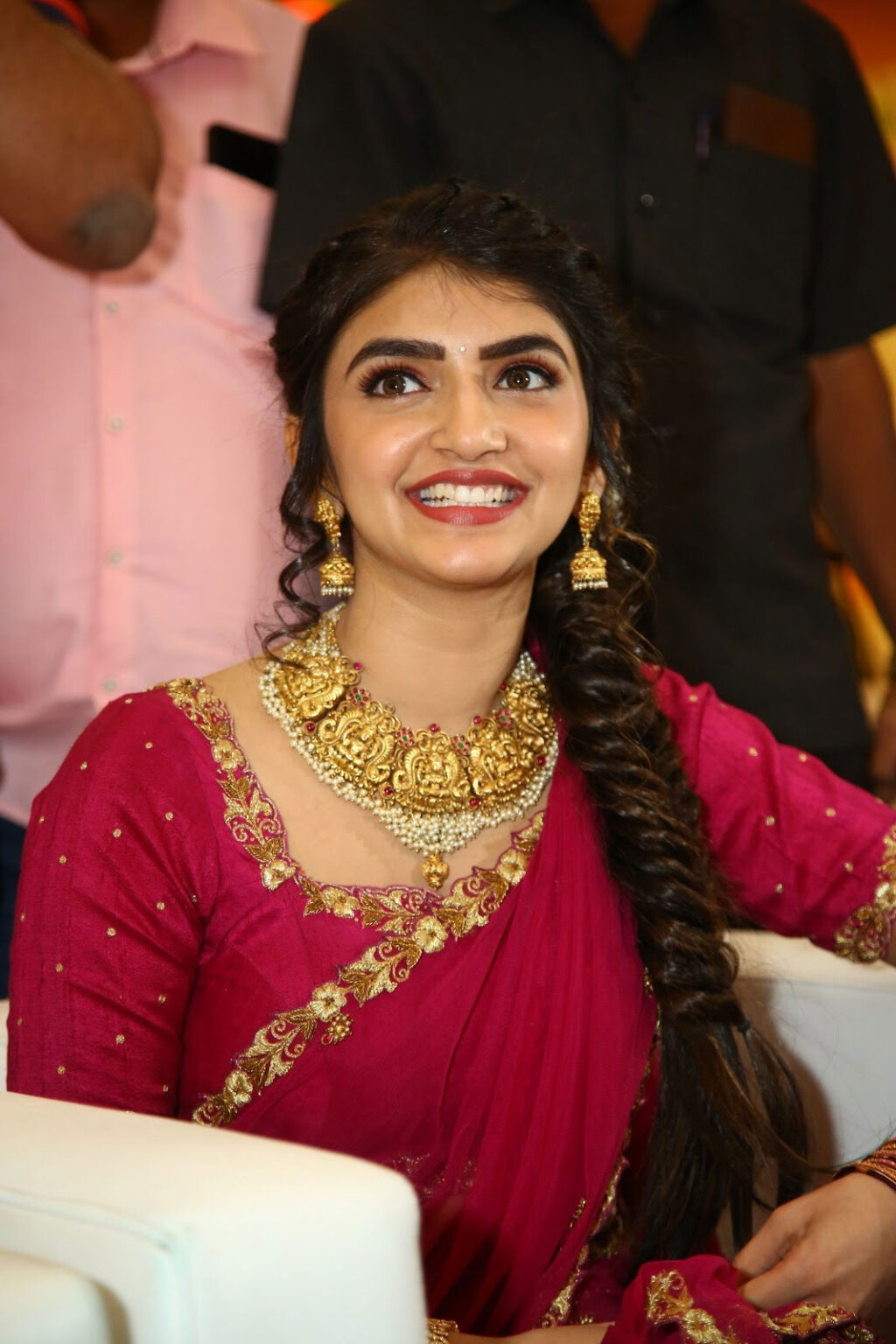 Sreeleela in half saree stills at Kireeti new Movie Opening