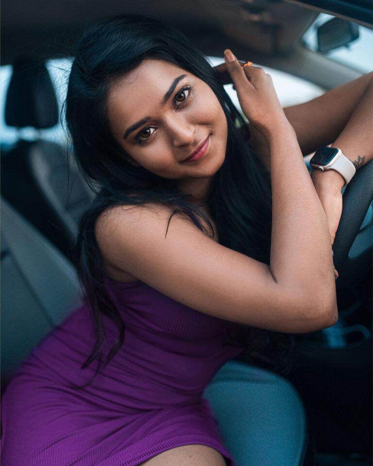 Bhavana Lasya sizzles in purple bodycon dress - South Indian Actress