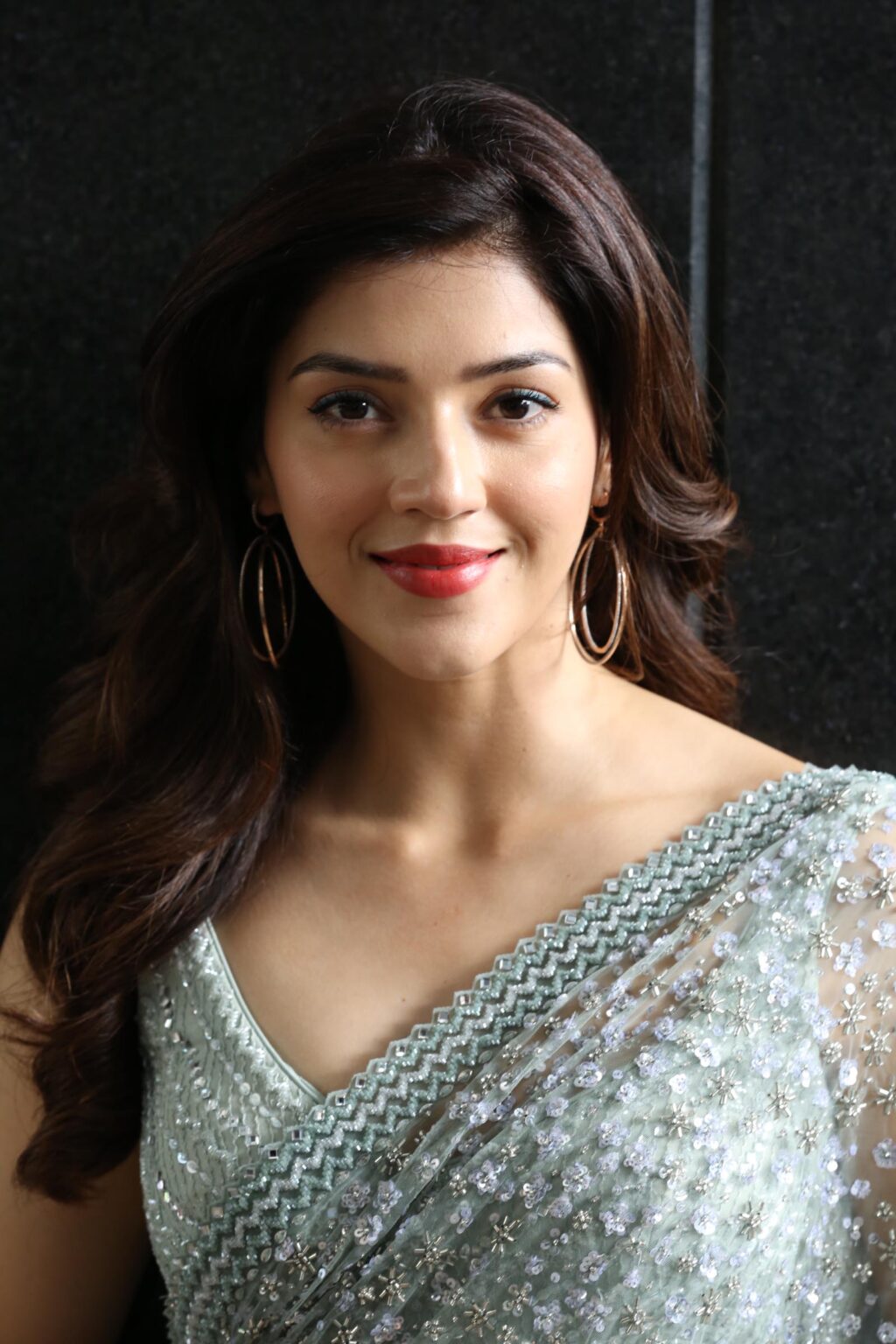 Mehreen Pirzada in green sequin saree HD stills - South Indian Actress