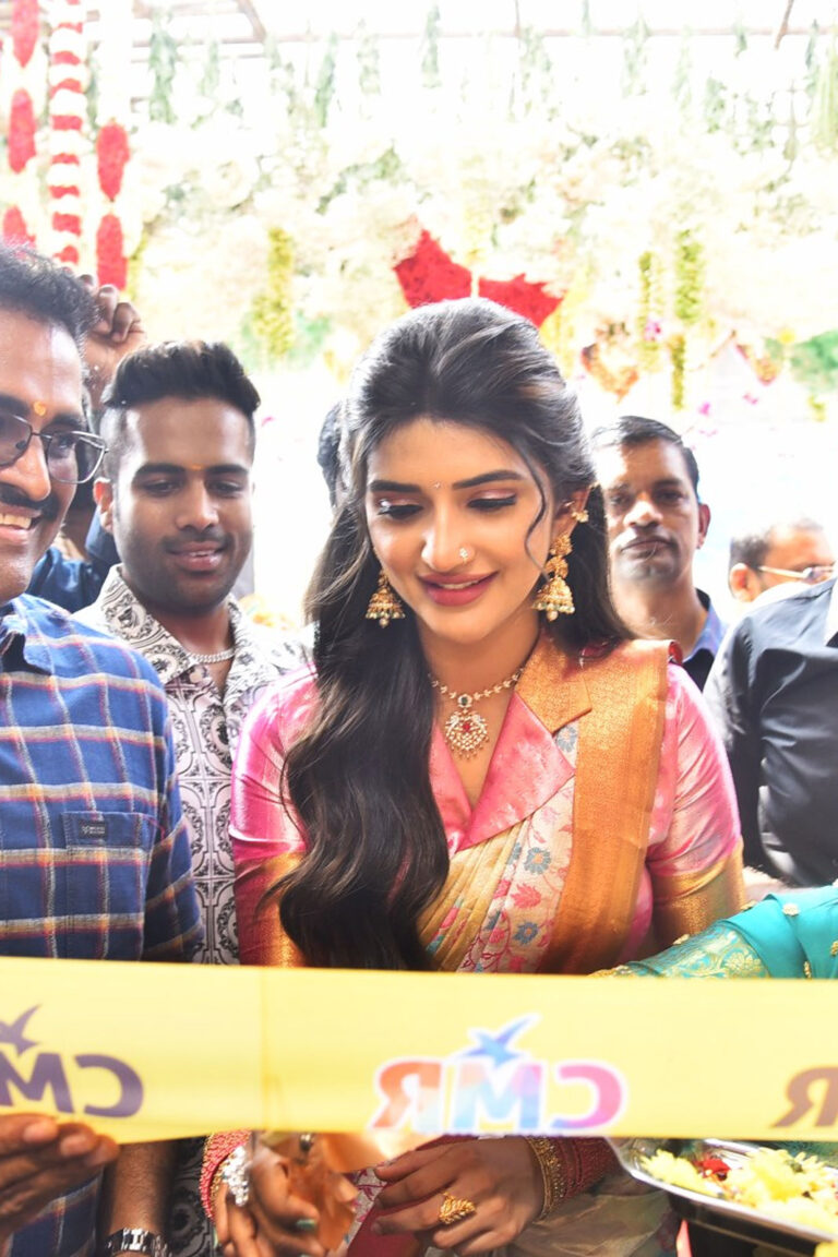 Sreeleela in saree stills at CMR Family Mall launch - South Indian Actress