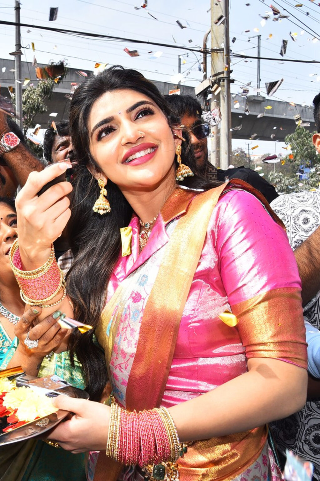 Sreeleela in saree stills at CMR Family Mall launch - South Indian Actress