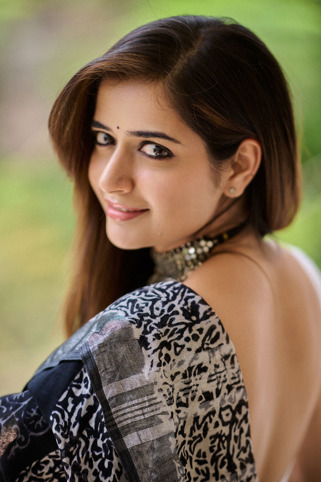Ashika Ranganath in black saree photoshoot stills - South Indian Actress