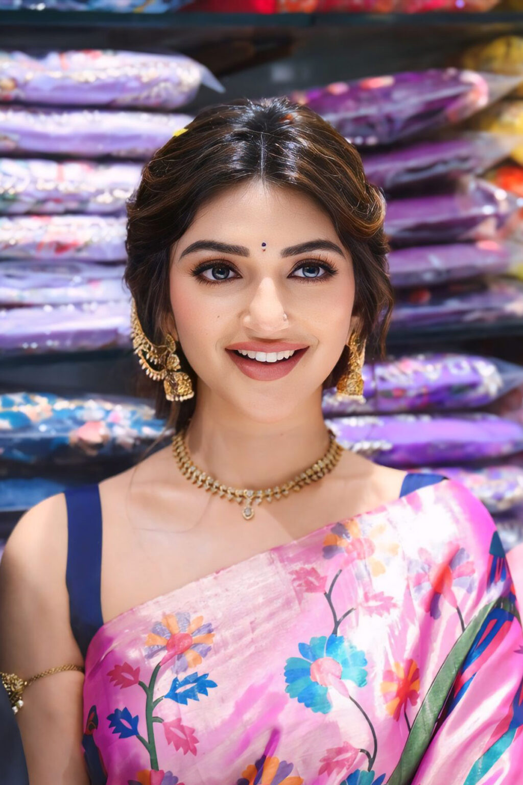 Sreeleela Impresses in Floral Saree at MAANGALYA Mall Opening - South ...