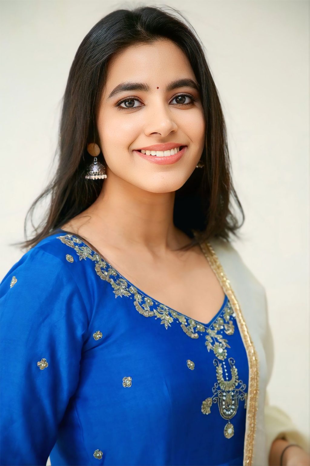 Shivani Nagaram in Royal Blue Anarkali at the Hey Balwanth Success Meet